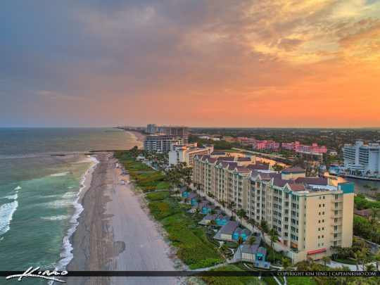 Lake Boca Raton Aerial Sunset Oceanfront Property Boca Inlet Vie ...