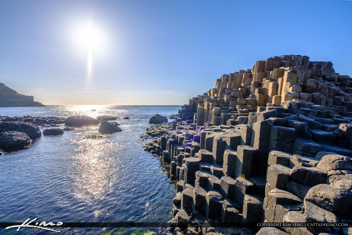 Into the Sun Giants Causeway Bushmills Northern Ireland | Royal Stock Photo