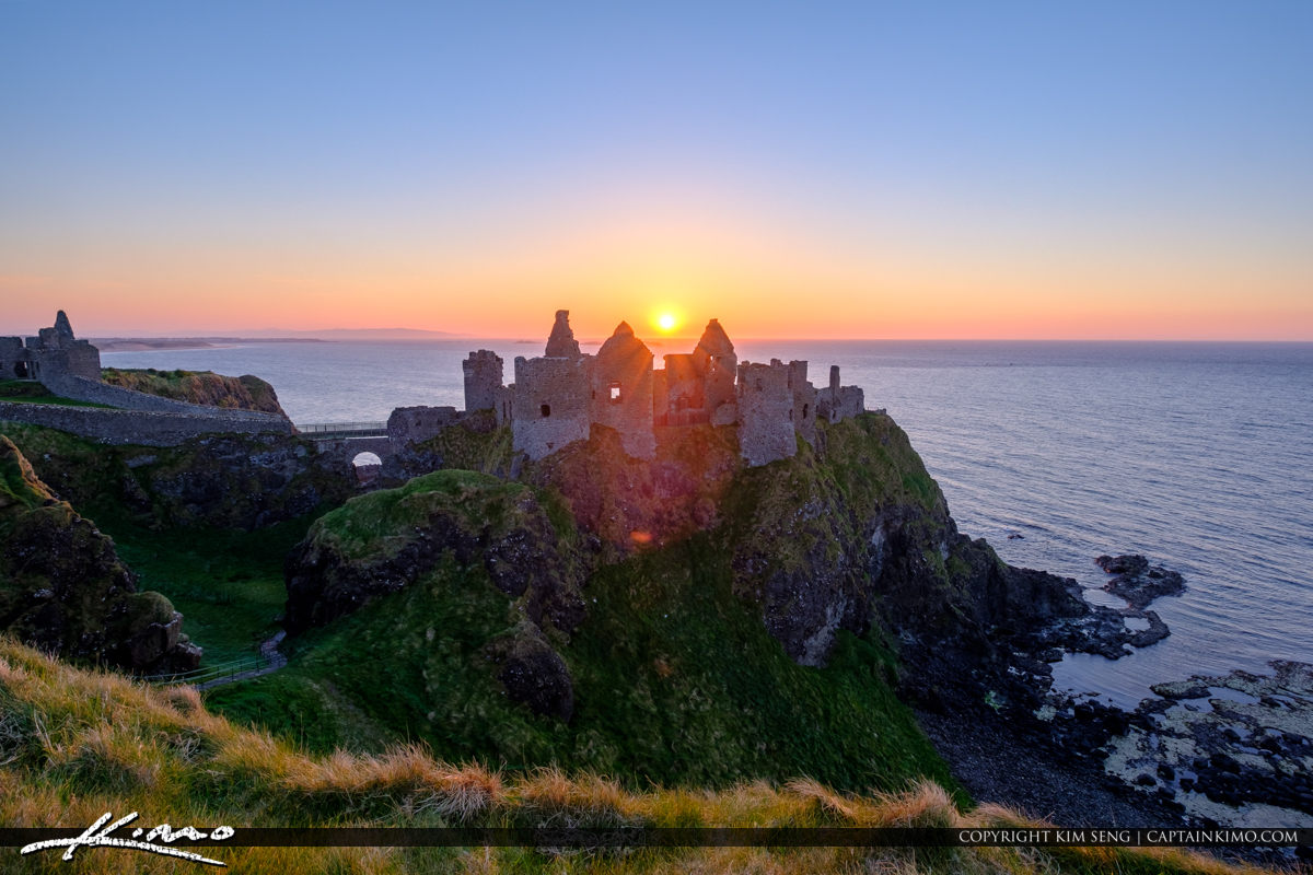 Sunset Between Dunluce Castle Northern Ireland | Royal Stock Photo