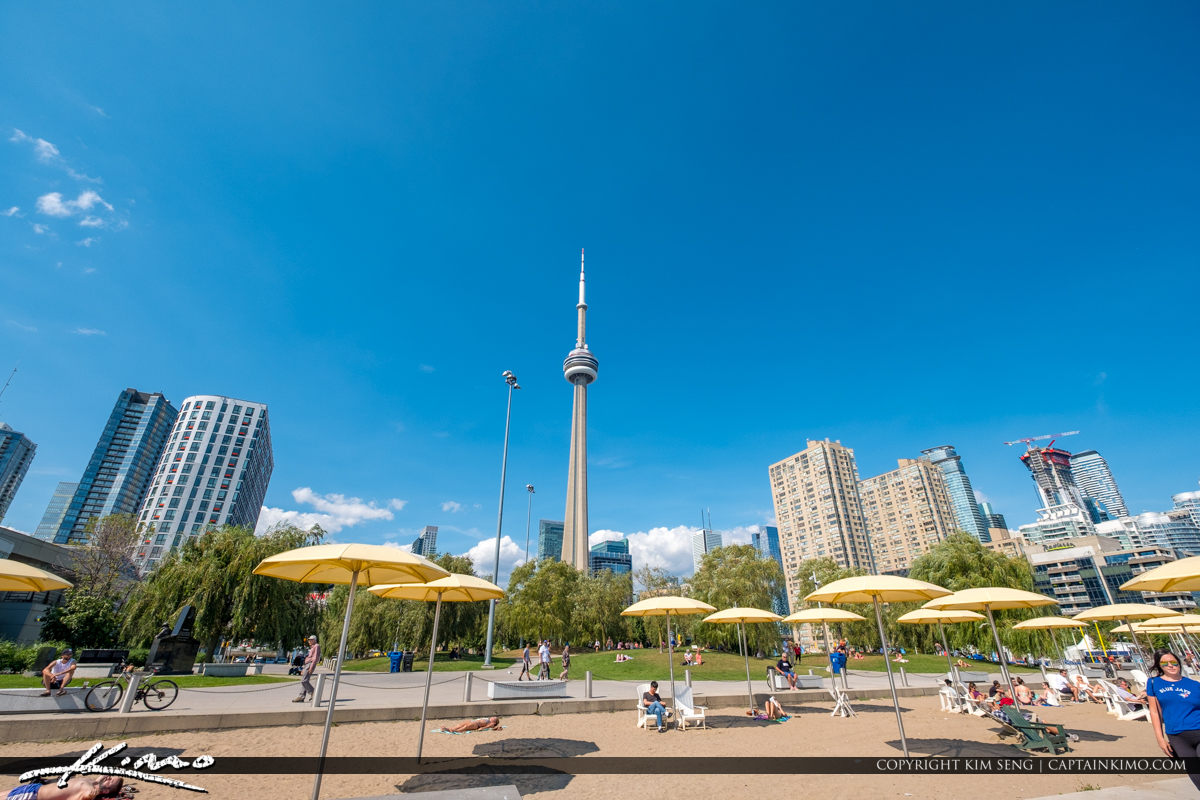 CN Tower Beach Sand Waterfront Toronto Ontario Canada | Royal Stock Photo