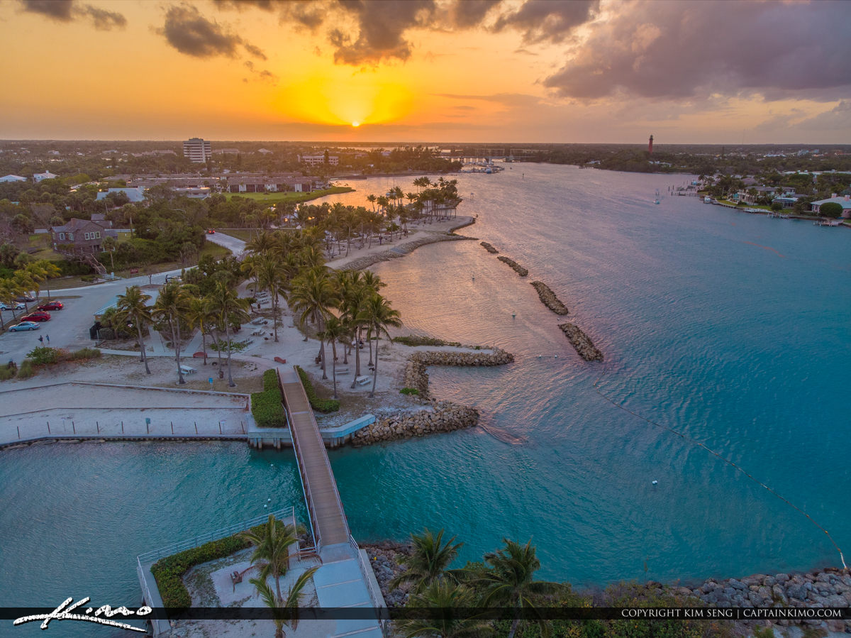 Dubois Park Sunset Blue Water Aerial Jupiter Florida | Royal Stock Photo