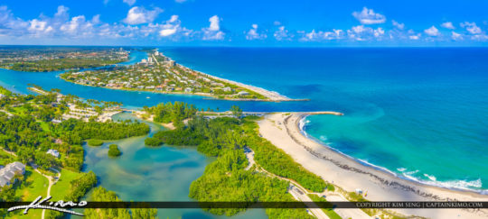 Jupiter Florida Aerial Photo at the Inlet Beach | Royal Stock Photo