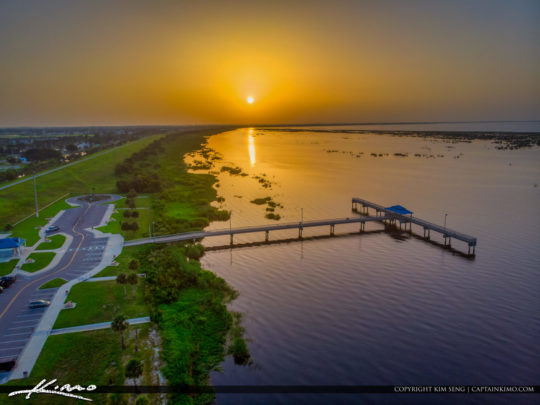 Aerial View Lake Okeechobee Park Sunrise | Royal Stock Photo