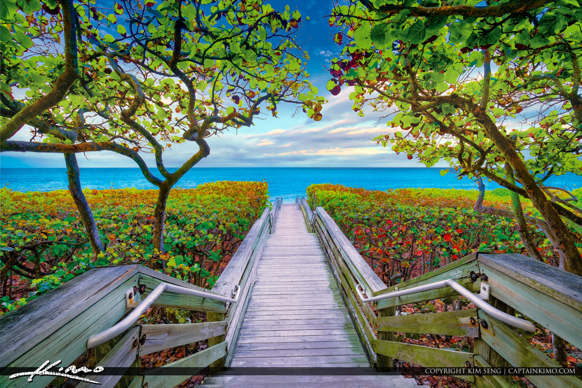Jupiter Florida Beach Access 46 Stairway to Blue Water | Royal Stock Photo