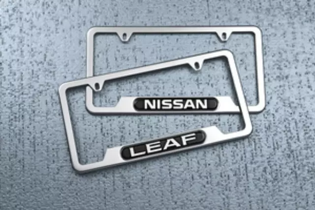 2011-2025 Nissan LEAF License Plate Frame - LEAF (SS Finish with Leaf ...