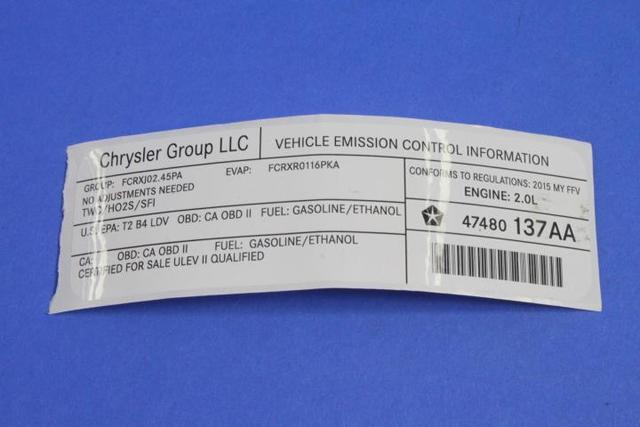 2015 Dodge Dart Vehicle Emission Control Information Label 47480137AA ...