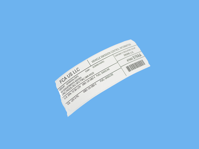 2016 Dodge Vehicle Emission Control Information Label 47480519AA ...