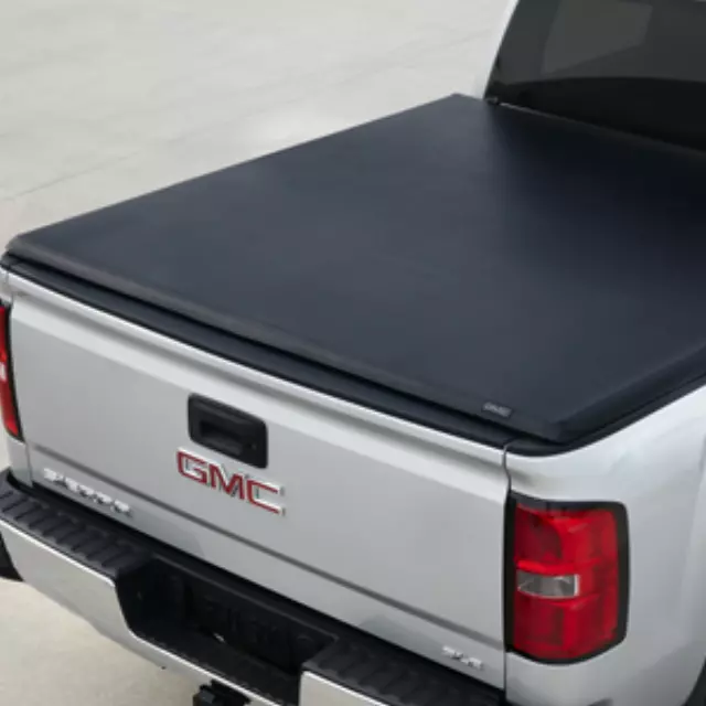 2014-2019 GMC Long Box Hard Tri-Fold Tonneau Cover with GMC Logo ...
