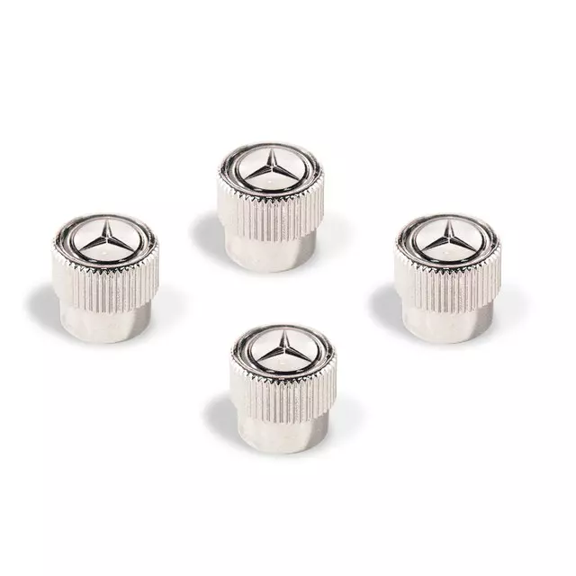 Mer Chrome Valve Stem Caps Set Of 4 Silver 1521564-00 | World Mercedes ...