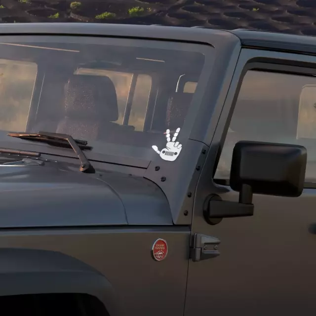 2001-2024 Jeep Visco Jeep Wave Hand Print Graphic, Gloss White ...