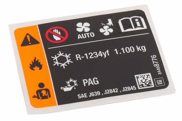 2019-2022 GM Air Conditioning Refrigerant and Fan Blade Warning Label ...