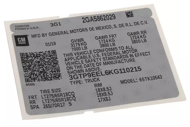 Labels for 2010 Chevrolet Camaro | NewGMParts.com