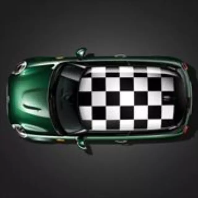 51-14-2-355-033 - Checkered Flag Roof Graphic - White - 2014-2024 Mini ...