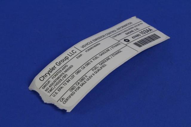 2015 Mopar Vehicle Emission Control Information Label 47480103AA | My ...