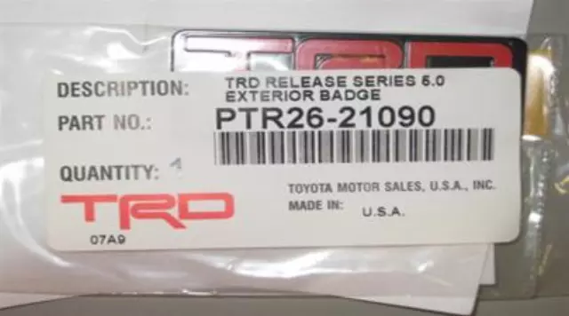 Genuine Toyota/Scion Black & Red TRD Release Series Emblem/Badge PTR26 ...