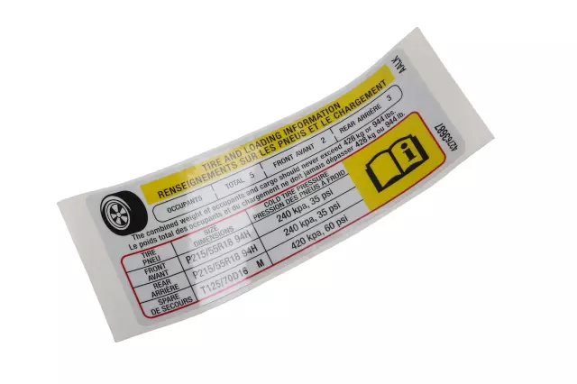 42763687 - Tire Pressure Label Gateway Buick GMC Parts