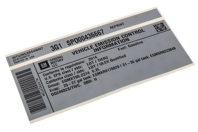 Genuine OEM GM Part - Manufacturers Information Label 2000-2022 GM ...