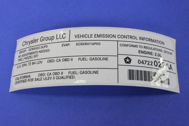 2013 Dodge Dart Vehicle Emission Control Information Label 4722027AA ...