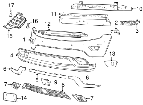 BUMPER & COMPONENTS - FRONT for 2014 Jeep Grand Cherokee