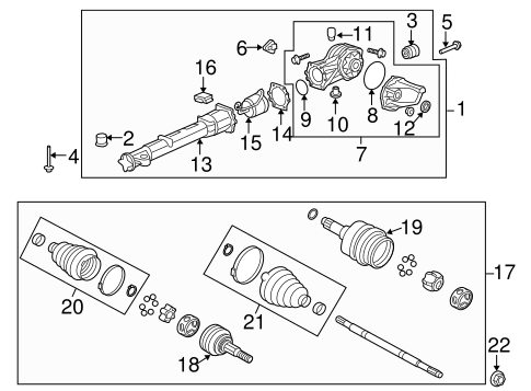 AXLE & DIFFERENTIAL for 2014 GMC Acadia (SLT)