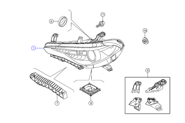 68497562AA - RIGHT HEADLAMP LM2 BI-XENON 25W - | Alfa Romeo Fiat Parts USA