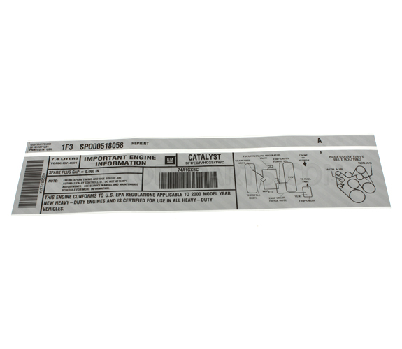 2000-2025 GM Manufacturers Information Label 19354745 | GetOEMParts.com