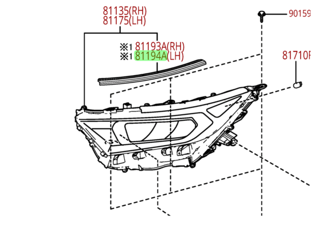 Genuine Toyota Headlight Lens Seal (Left) part# 81157-42831 for 2022 ...