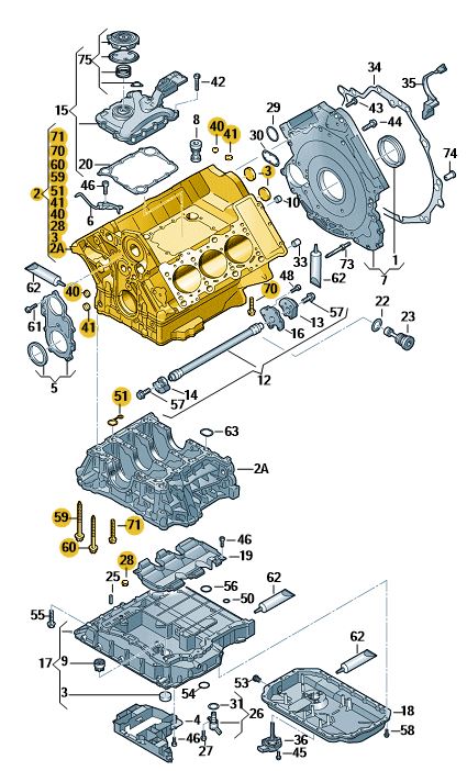 2010-2012 Audi Crankcase 06E-103-011-BL | Audi USA Parts