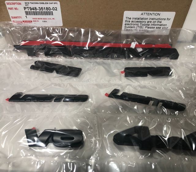 2018-2023 Toyota Exterior Trim Emblem Overlays Black Tacoma | OEM Parts ...