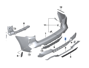 Genuine BMW 51-12-7-885-216 | F97 LCI X3 M Bumper trim panel, rear mid ...