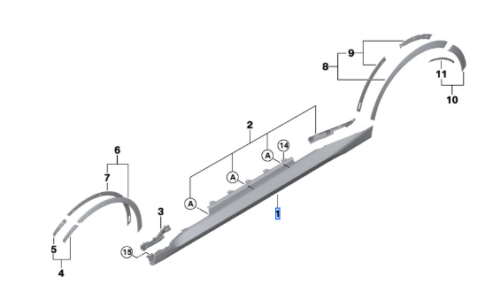 Genuine BMW 51-77-5-A2E-9C3 | Rocker Molding | FREE Shipping on Most ...