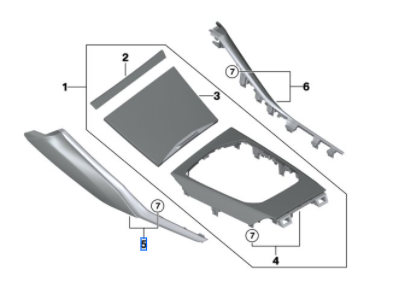 Genuine BMW 51-16-7-911-033 | Front Console Accent Trim - Left (Black ...