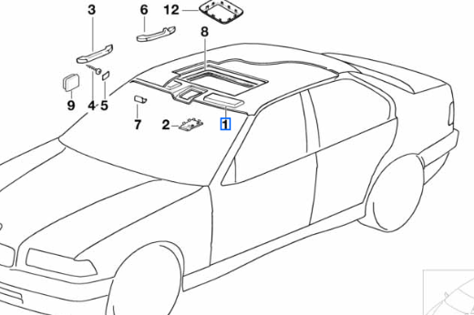 Genuine BMW 51-44-2-253-560 | Headliner Sunroof, Anthracite | FREE ...