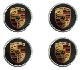 Genuine Porsche 9J1-073-002 |Wheel Center Cap Set - Black with Silver ...