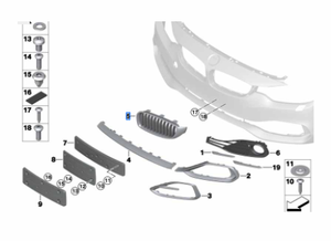 Genuine BMW 51-13-5-A3D-025 | Grille Front Left (Sport) | FREE Shipping ...