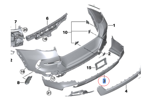 Genuine BMW 51-12-9-879-682 | Trim Panel Bumper Rear Bottom (Basis/X-L ...