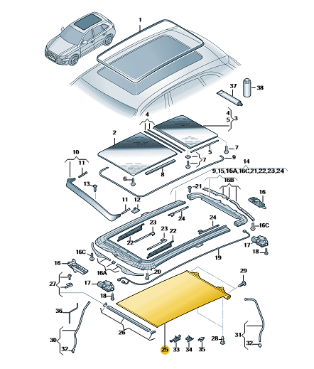 Genuine Audi 1K9-877-307-D-QB9 | Sunroof Cover - Moon Silver | FREE ...