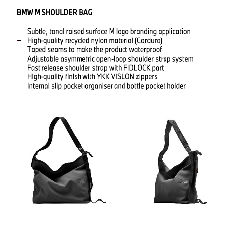 Genuine BMW 80-22-5-B38-DA2 | BMW M Shoulder Bag | FREE Shipping on ...