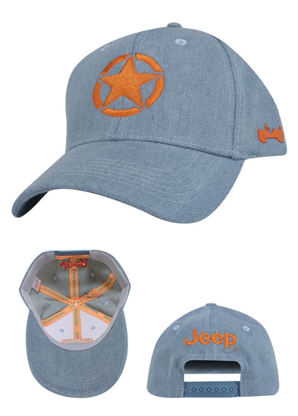 New Jeep Wrangler Denim Cap Light Denim Orange Accent Ball Cap Hat ...