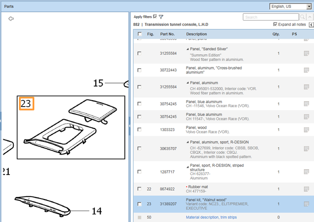 31389207 - Panel Kit - WALNUT | Volvo OEM Parts Direct
