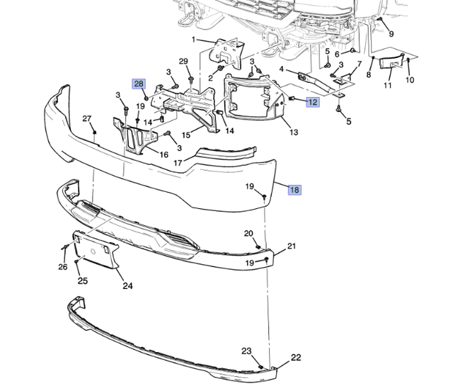 2016-2019 GM Anthracite Front Bumper Impact Bar 84029793 | GMPartsNow