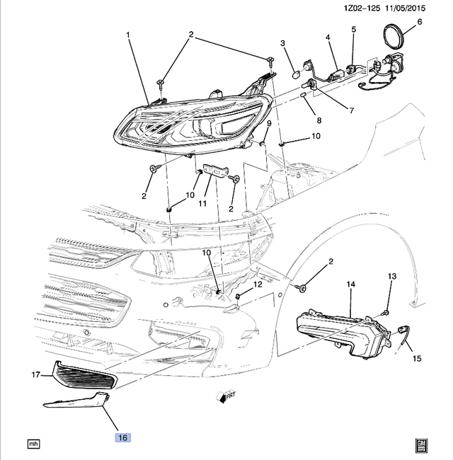 23478374 - Passenger Side Front Fog Lamp Opening Insert 2016-2018 ...