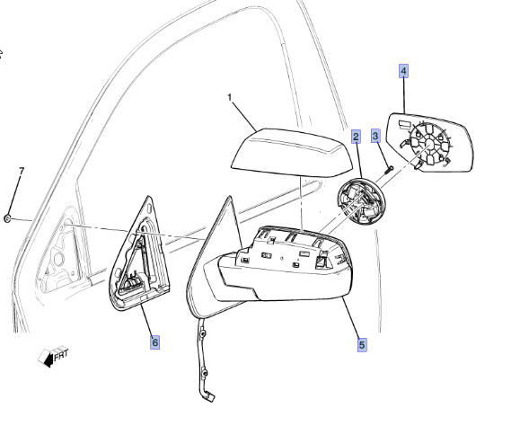 84342036 - Passenger Side Door Mirror without Cover 2014-2019 GM ...