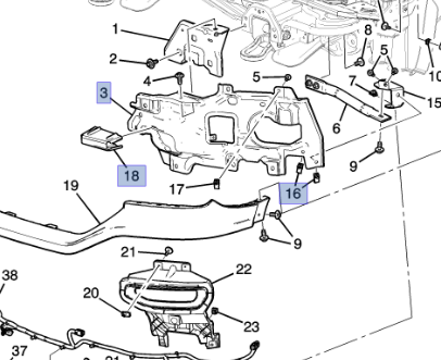 23381978 - Passenger Side Front Bumper Impact Bar Bracket 2016-2019 GMC ...