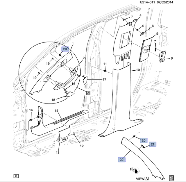 84793121 - Platinum Driver Side A-Pillar Trim Panel 2015-2022 GM ...