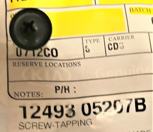 12493-05207B - Fender Liner Screw 2003-2023 Kia | Kia.Parts Store