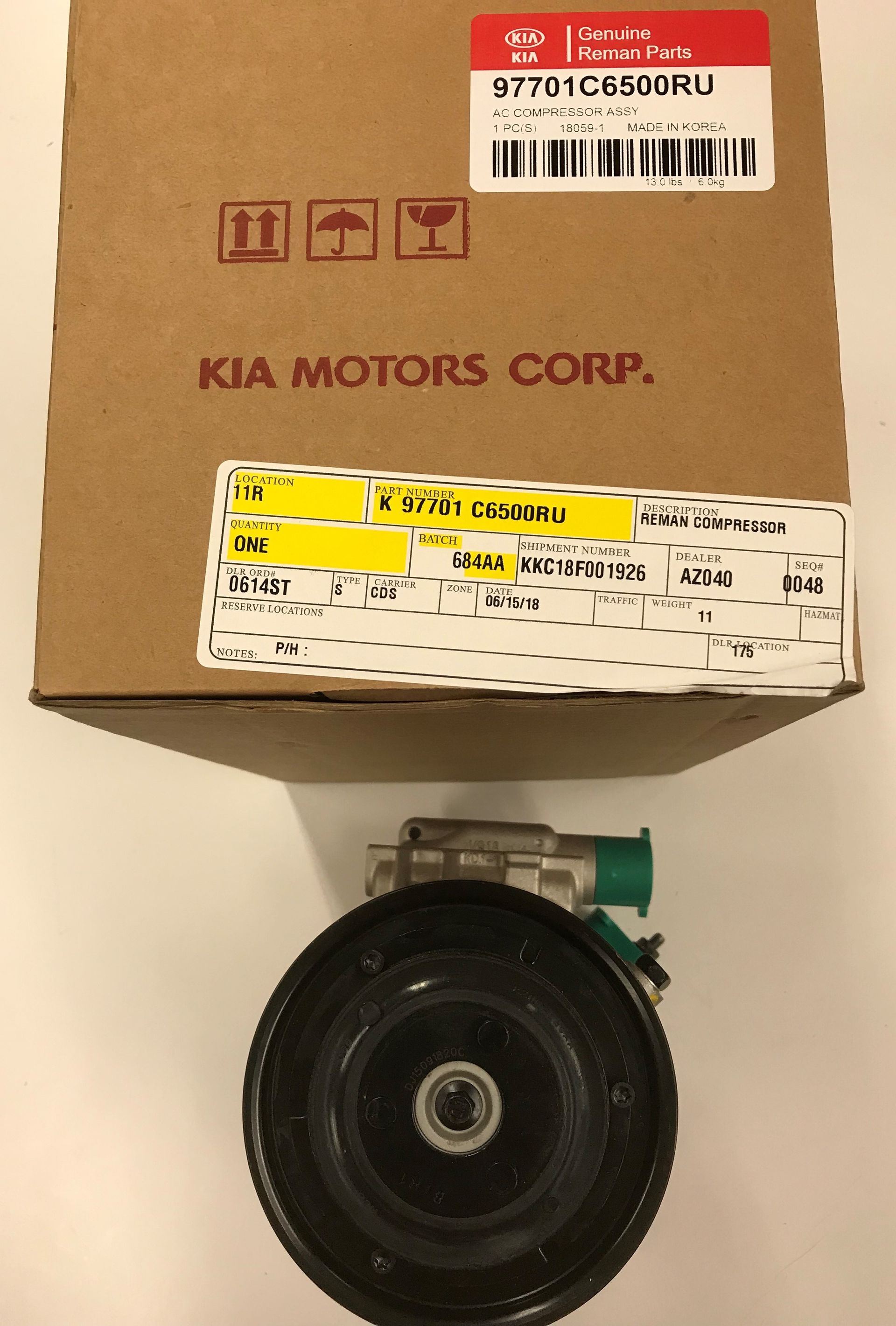 97701-C6500RU - A/C Compressor 2015-2018 Kia Sorento | Kia.Parts Store