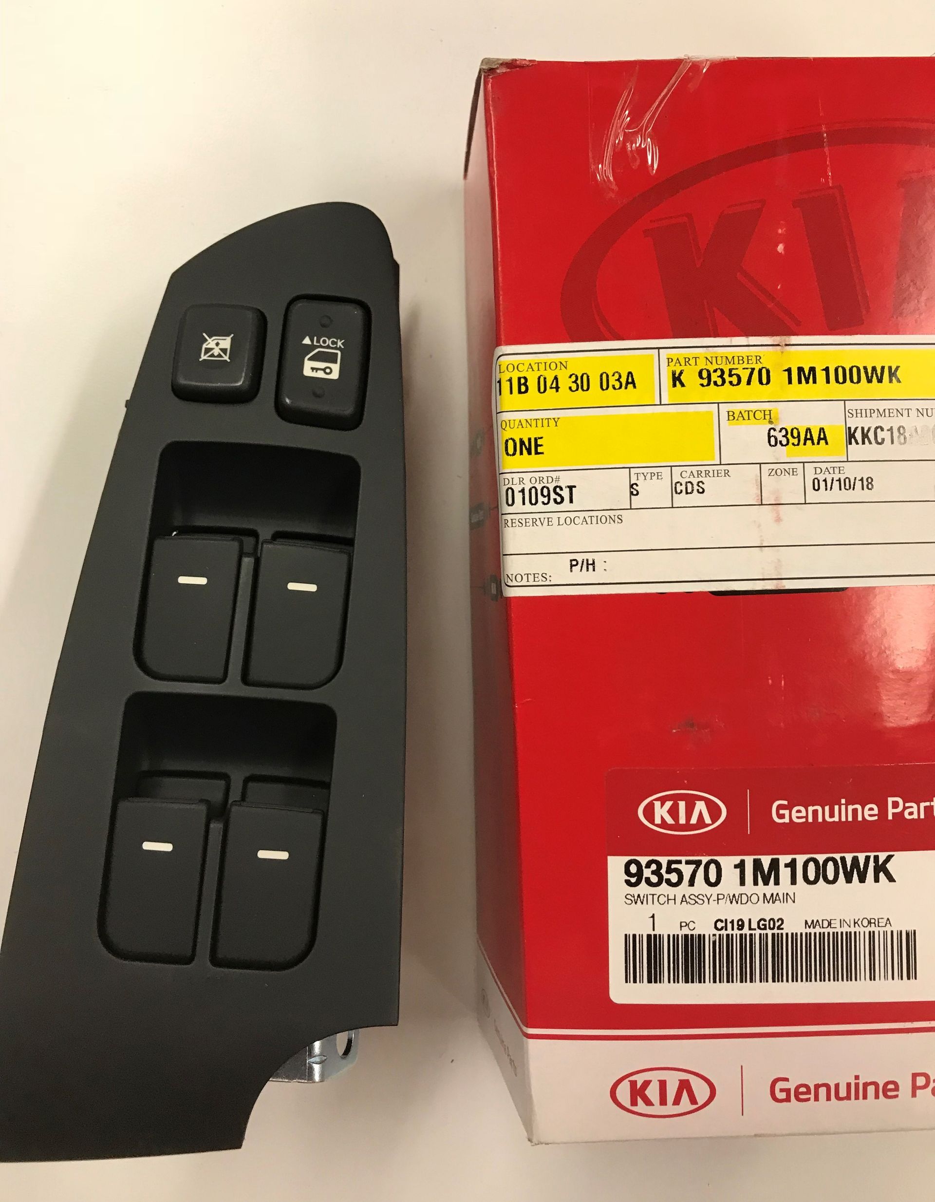 93570-1M100WK - Window Switch 2010-2013 Kia Forte | Kia.Parts Store
