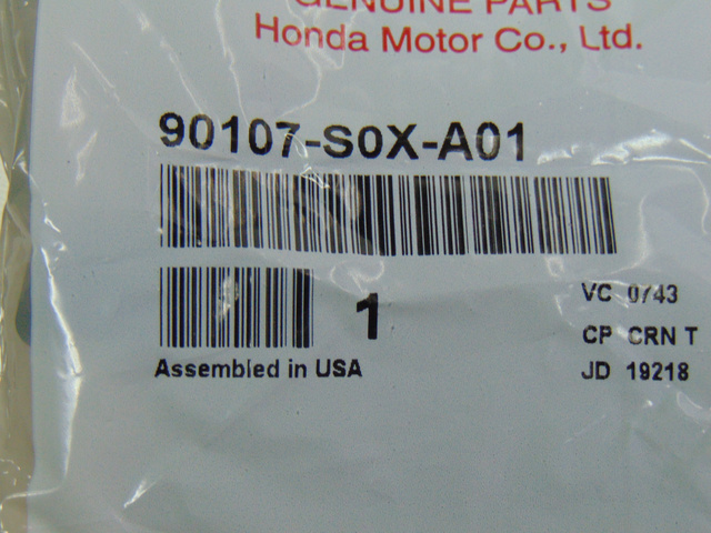 90107-S0X-A01 - Grommet Bumper End - 1999-2014 Honda | Genuine Honda Parts