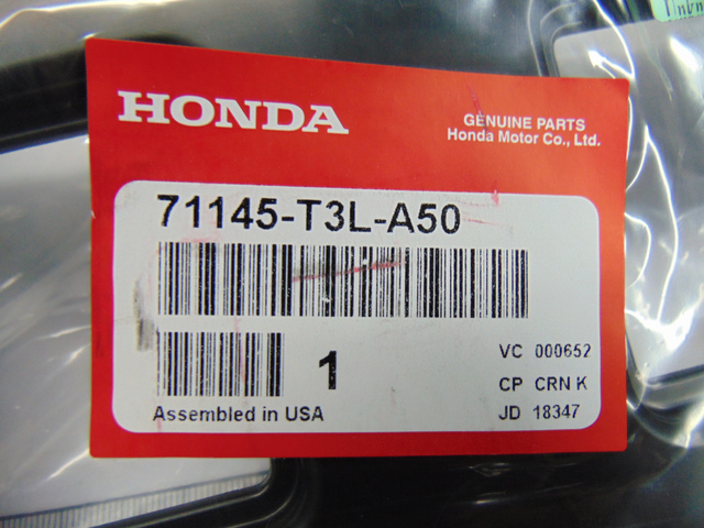 71145-T3L-A50 - Base Front License Plate - 2016 2017 Honda Accord ...